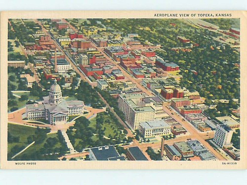 Linen AERIAL VIEW Topeka Kansas KS j/01 AC9855 | eBay