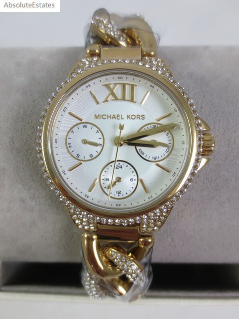 Michael Kors Camille Chronograph Quartz Crystal White Dial Watch MK6842 ...