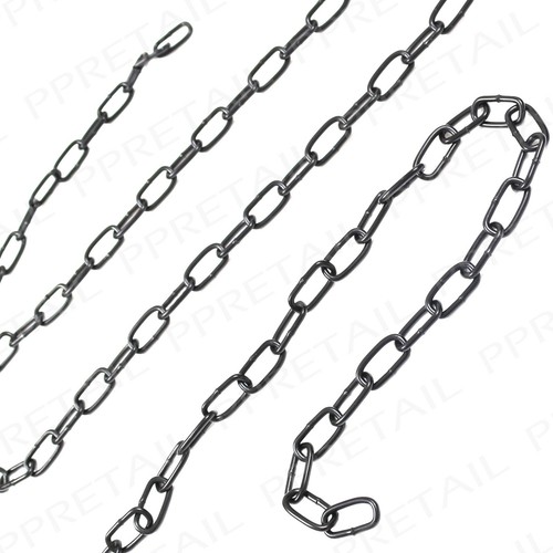 2M Black Steel Chain Small 3MM X 21MM Industrial Welded Link Hanging ...