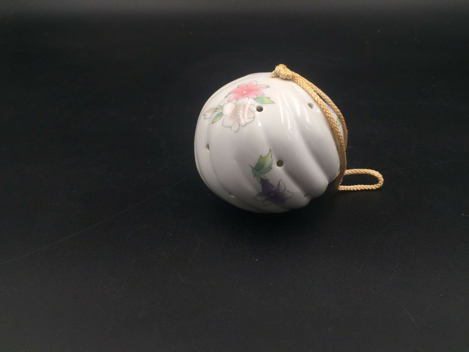 Vintage Porcelain Pomander Floral Potpourri Hanging Fragrance Ball ...