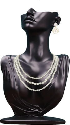 Black Resin Jewelry Mannequin Bust Necklace Display Earring Pendant ...