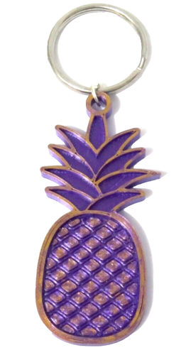Pineapple Novelty Keychain Tropical Fruit Keyring Purple & Gold | eBay