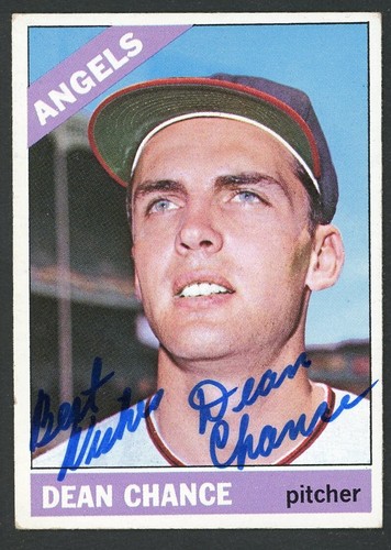 Dean Chance Signed Auto 1966 Topps Card #340 Los Angeles Angels ...