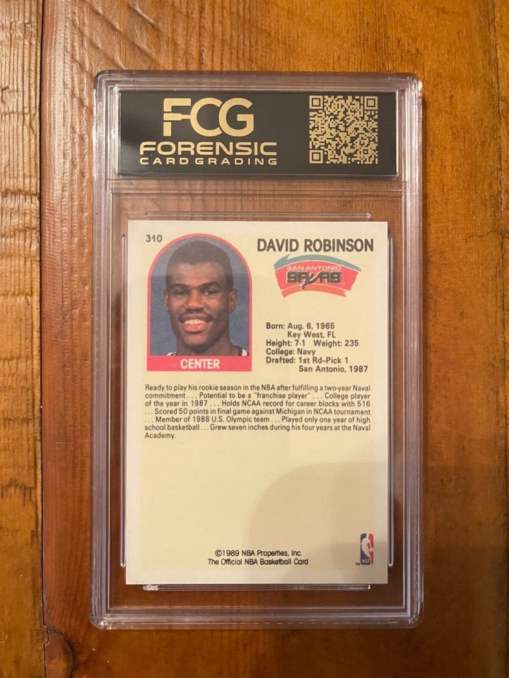 1989-90 NBA Hoops David Robinson Rookie Card #310 FCG MINT 9 GRADED 4 ...