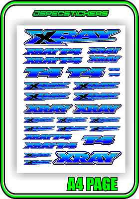XRAY RC STICKER SHEET SET VINYL DECAL T4 ELECTRIC 1/10 TOURING CAR BLUE ...