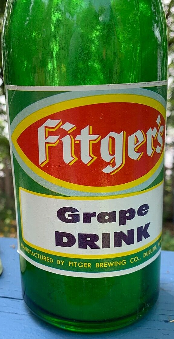 Vintage prohibition Rare Fitgers Beer Grape Soda Pop Glass Bottle Sign ...
