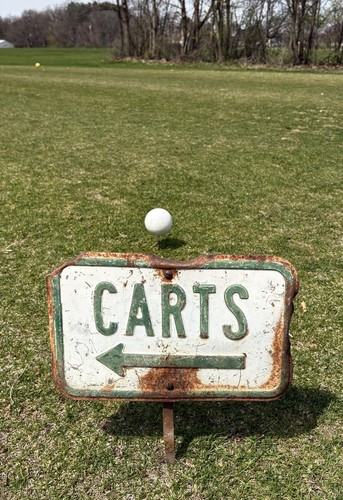Vtg Embossed Golf Carts Metal Sign - Golf Course Arrow Path Sign ...