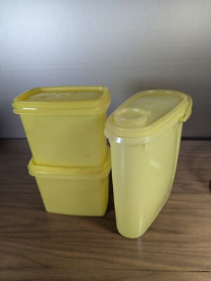 Lot of 3 Vintage Tupperware Yellow Containers w/ Lids | eBay