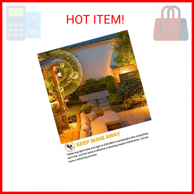 Bug Light Bulbs Outdoor, 40W Equivalent Amber Yellow LED Bug Lights for ...