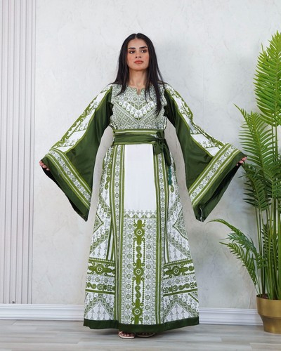Women Palestinian Thobe Dress – Hand Embroidered Tatreez, Wide Sleeve ...
