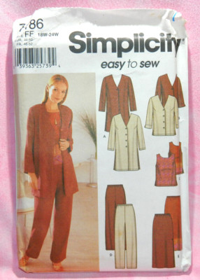 Uncut Simplicity Women Plus Sz 18-24W Easy Jacket Top Pants & Skirt ...