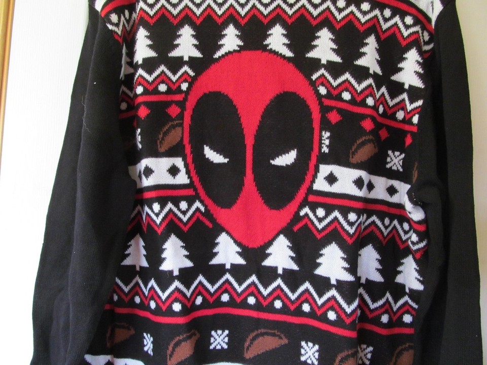 NWT MARVEL COMICS DEADPOOL GRAPHIC PRINT SWEATER, size X-Large, Black ...