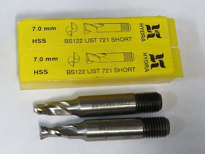 5 pcs HYDRA TOOLS 7mm Metric M7 HSS 2 Flutes Threaded Screwed Shank End ...