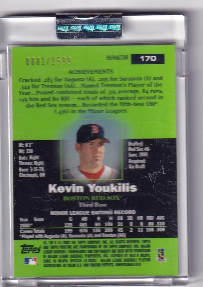 2003 Topps Pristine Refractors Kevin Youkilis Red Sox NM-MT+ RC Rookie ...