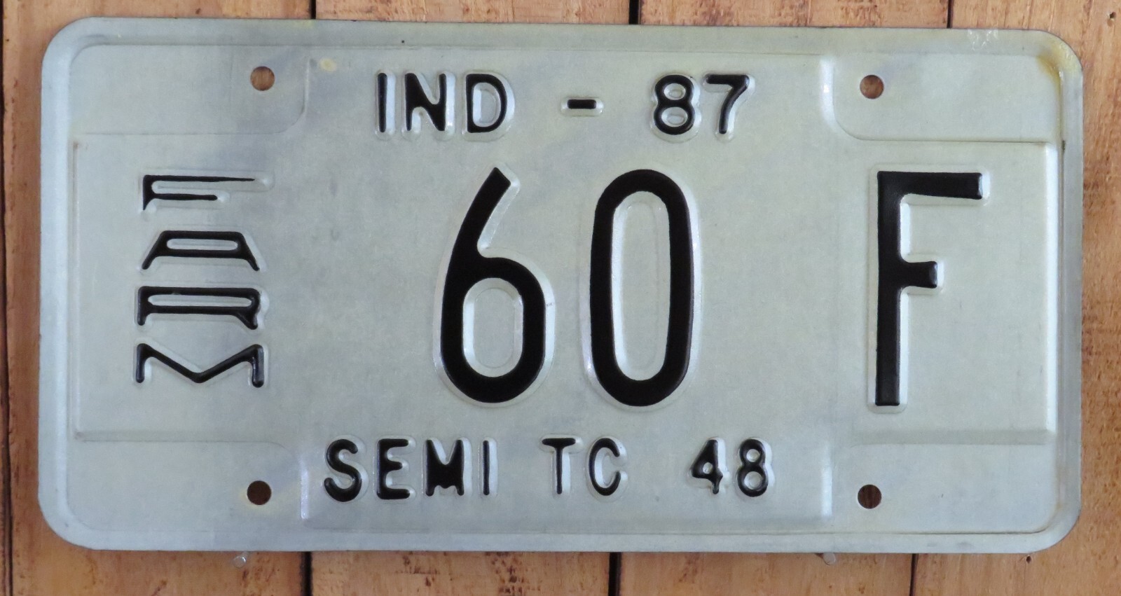 1987 Indiana Semi Farm Truck License Plate 60 F Garage Man Cave Wall ...