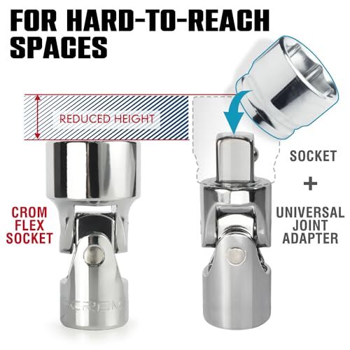 Universal Flex Socket Set 1/4 Inch Drive 6point 12piece Swivel Socket ...