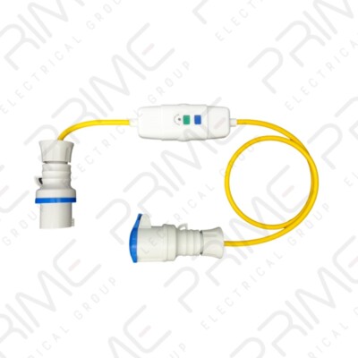 1m Yellow Caravan Hook Up / Extension lead 2.5mm 16A Plug, RCD & 16A ...