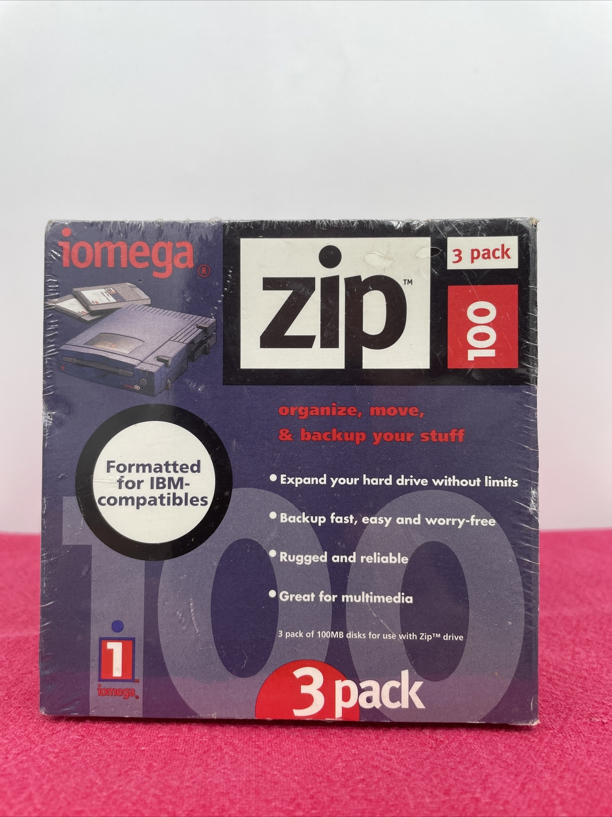 Iomega Zip 100~3-Pack Disks~SEALED NEW~IBM Compatible Formatted Storage ...