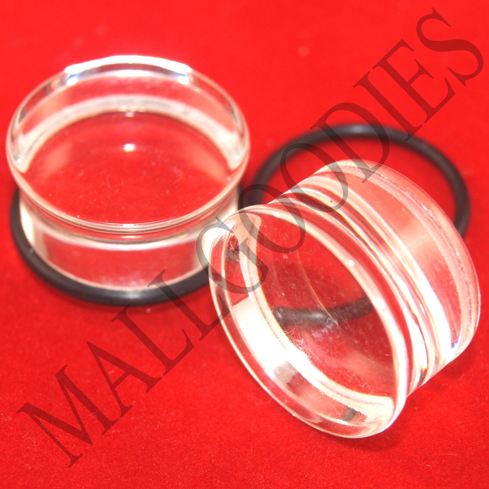 V135 Clear Acrylic Single Flare Solid Ear Plugs 14G to 1-1/4" 2.5mm to ...