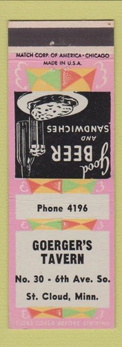 Matchbook Cover - George's Tavern St Cloud MN | eBay