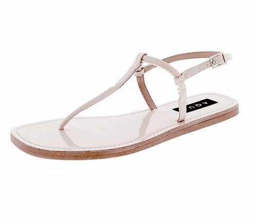 AQUA PRIVATE LABEL/STEVE MADDEN Zen Patent Slingback Flat Sandals White ...