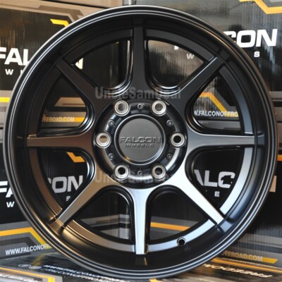 17x9 6x139.7 6x5.5 -38 OFFSET FALCON T8 MATTE BLACK LIP 8 SPOKE TRUCK ...