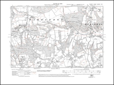 Hambledon in 1920 - old map Surrey 38-SE | eBay