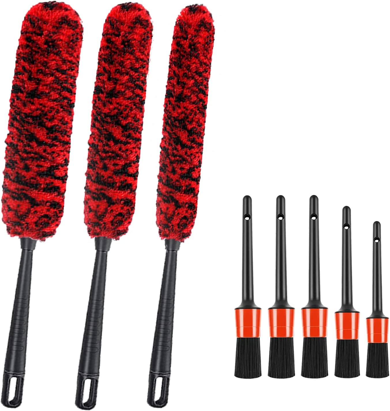 8PCS Tire Rim Cleaner Brush Kit, 3 Pack Soft Non Metallic Wheel Rim ...