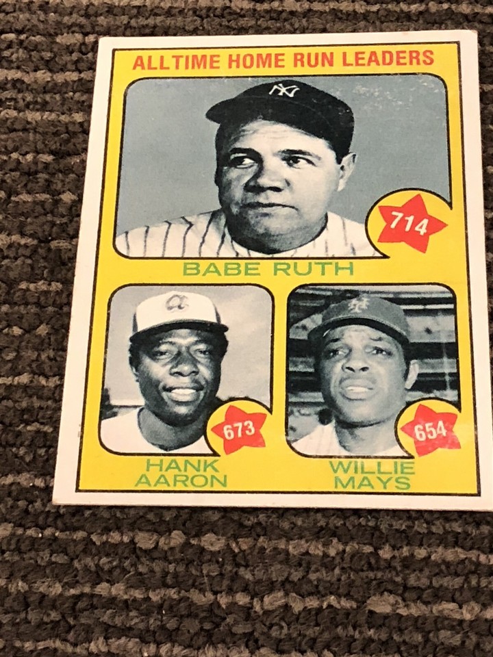 1973 #1 ALLTIME HOME RUN HITTERS BABE RUTH BEAUTIFUL HANK AARON WILLIE ...