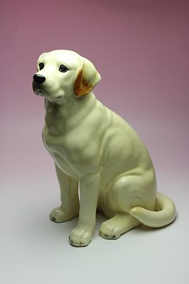 Yellow Labrador Retriever 11"H Sitting Porcelain Dog Statue Figurine ...