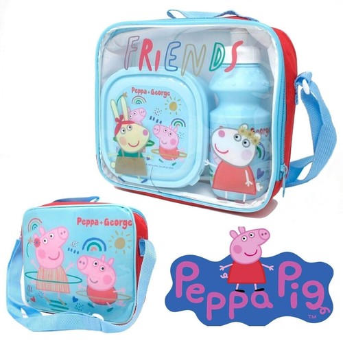Peppa Pig Lunch Bag Set Kids Insulated Lunch Box 3pc Kids Boys Girls ...