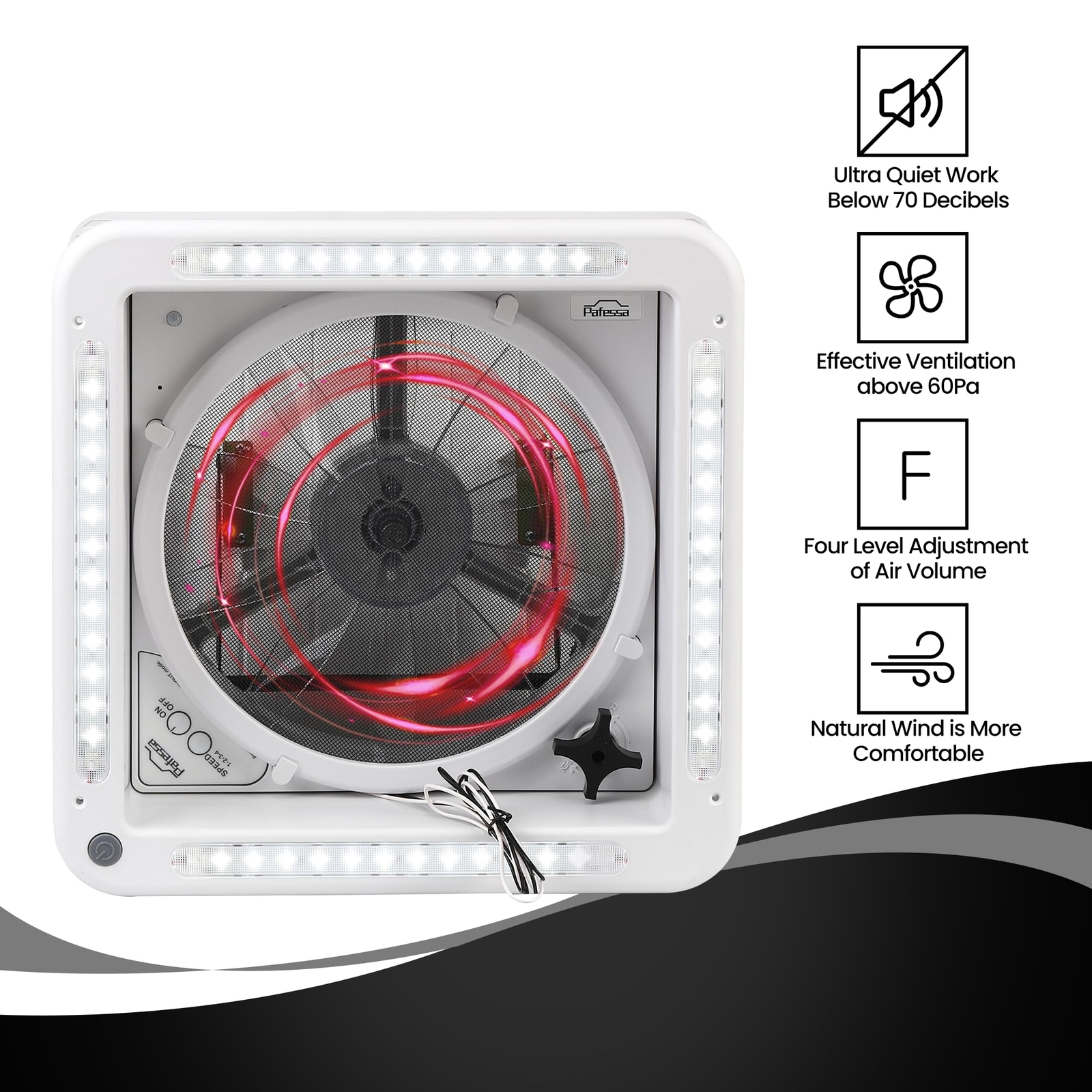 14” RV Roof Vent Fan w/LED Light 4 Speed Reversible RV Bathroom Vent ...