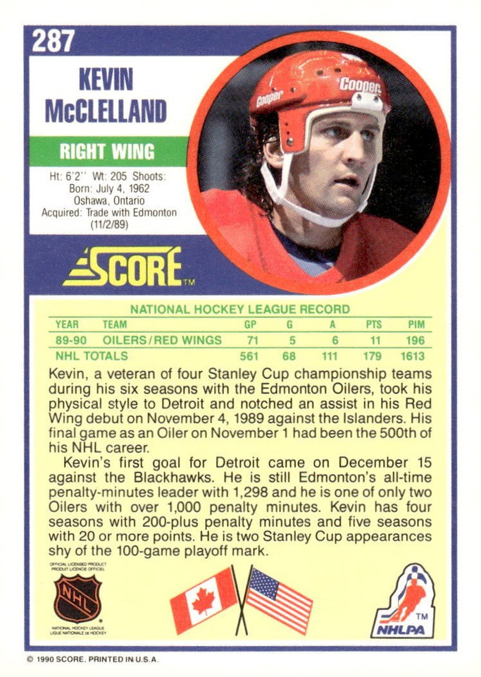 1990-91 Score American #287 Kevin McClelland | eBay