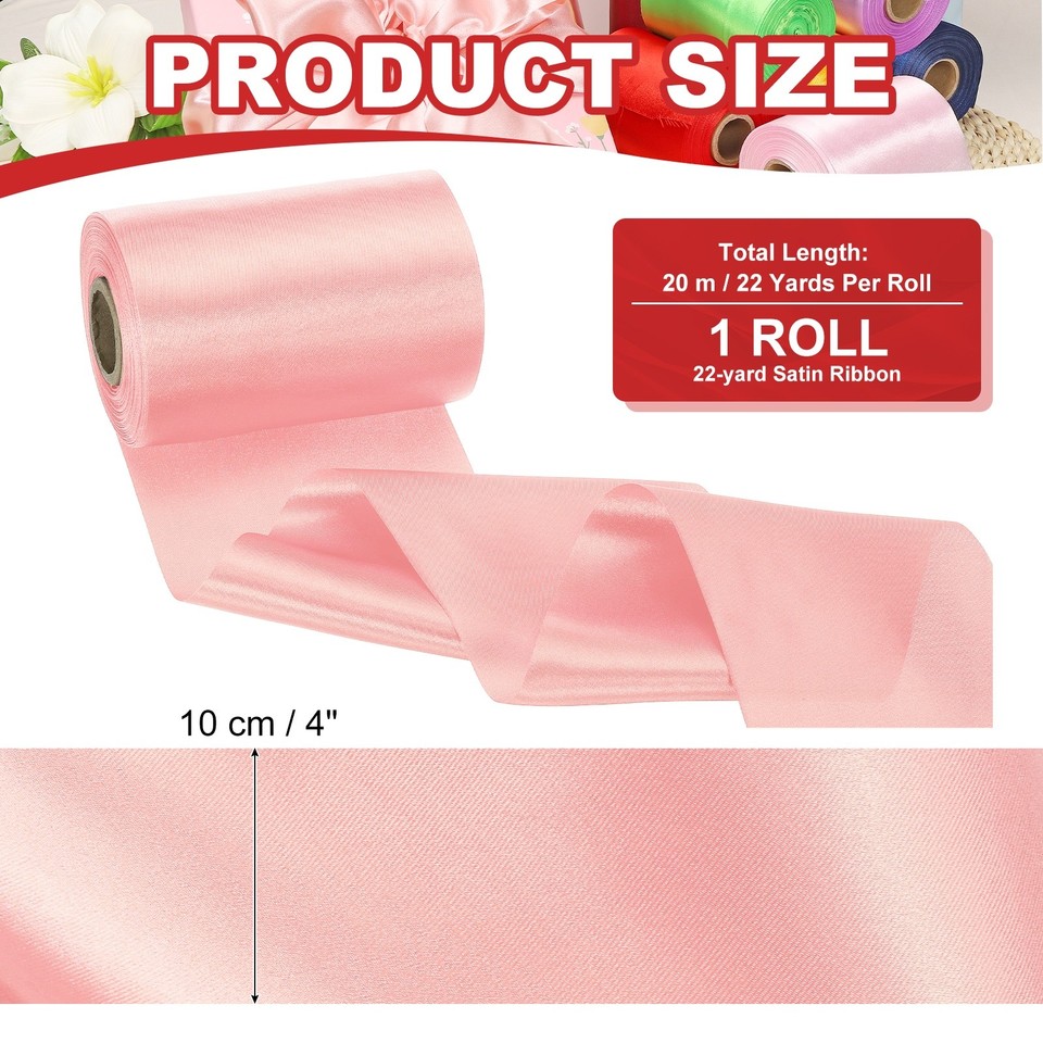 4 Inch Wide Satin Ribbon, 22 Yards Single Face Solid Ribbon, Gray Pink ...