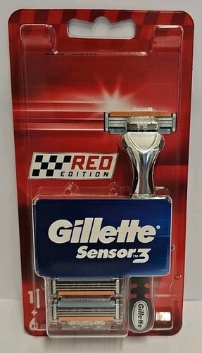 Gillette Sensor 3 RED EDITION Handle + 6 blades any sensor blade fits ...