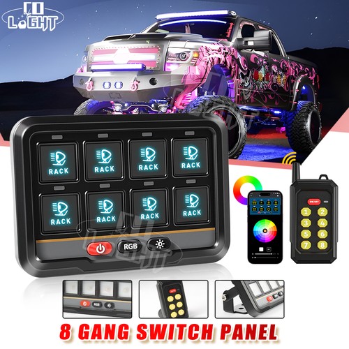 RGB 8 Gang Switch Panel with Wireless Remote On-Off Circuit Control ...