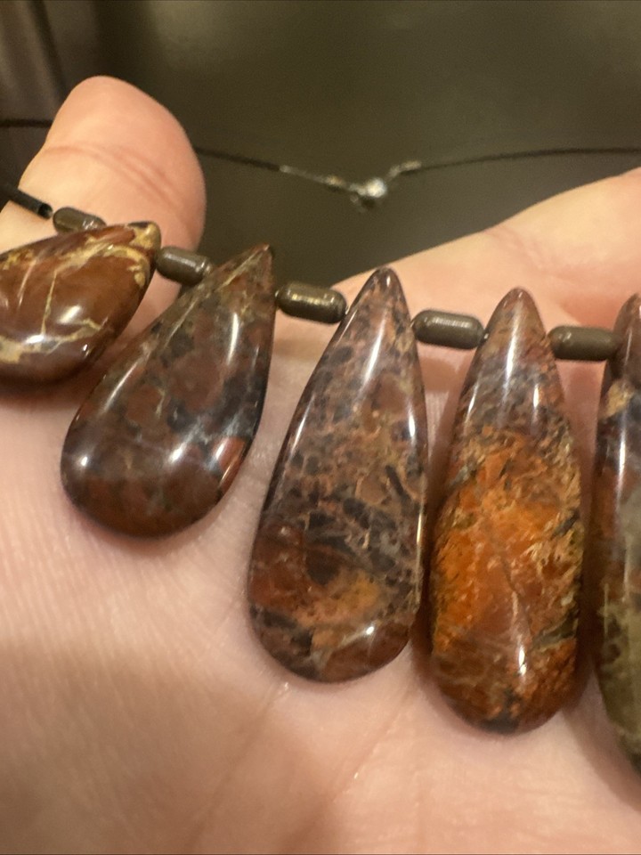 red jasper cabochons Droplet Fringe Necklace | eBay UK