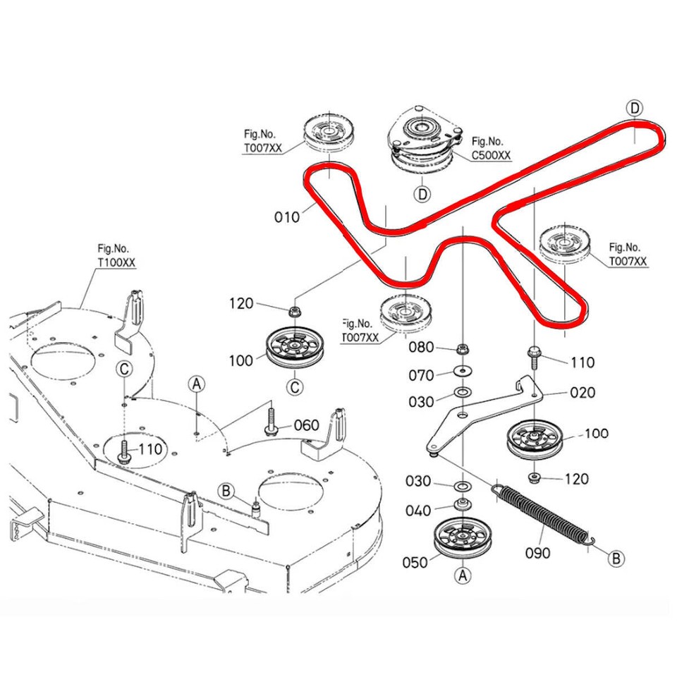 Cutting Deck Belt Fits Kubota Z122EBR with RCK48P-124Z Deck Pn K5579 ...