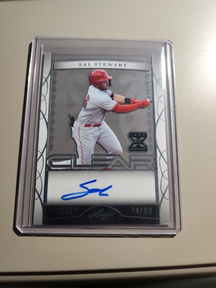 Sal Stewart 2022 Leaf Trinity Clear Auto Autograph XRC #74/99 #JW2 Reds ...
