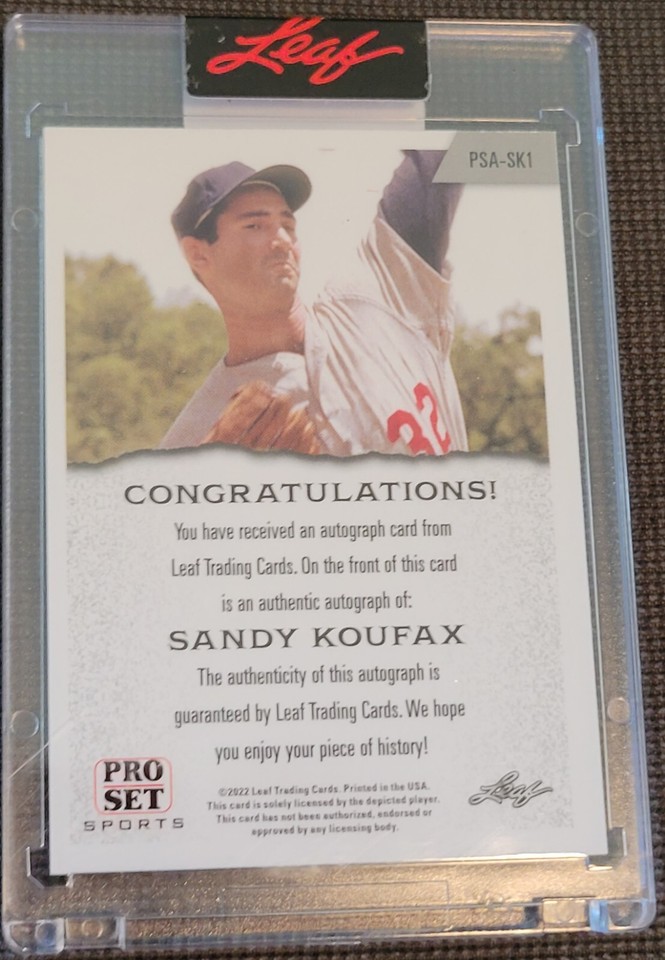 Sandy Koufax 2022 Pro Set Sports Auto SP signed Autographed Autograph ...