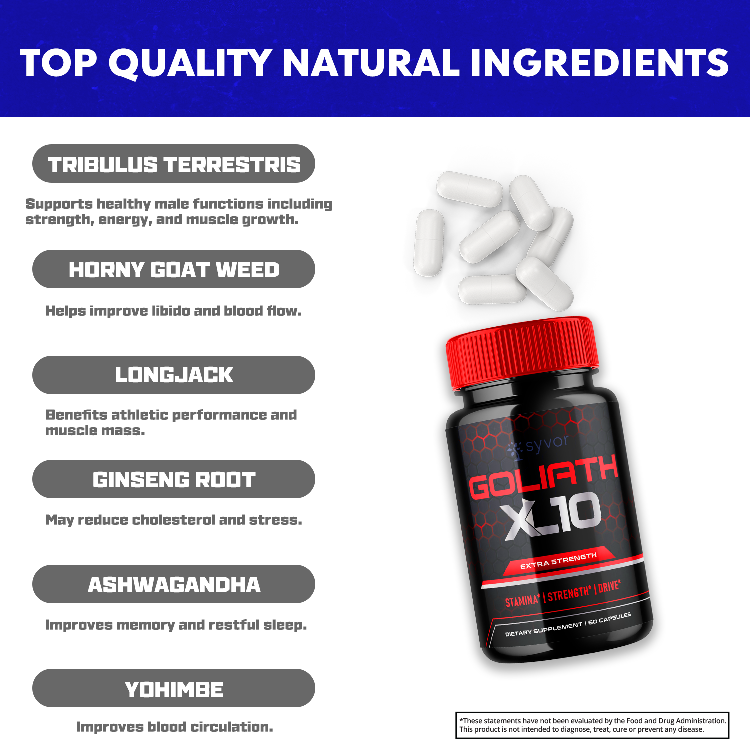 Goliath XL10 Pills For Men Advanced Vitality Support Supplement 120 ...