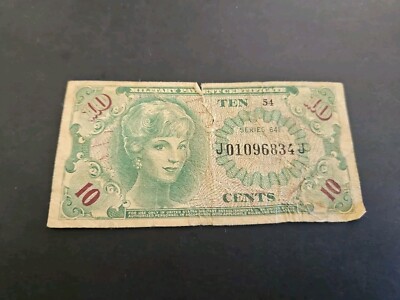 Series 641 10 cents US Military Payment Certificate PAPER CURRENCY | eBay