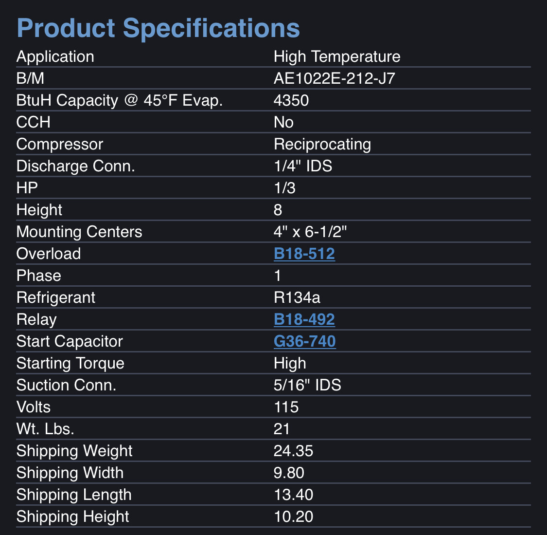Tecumseh Compressor Specs