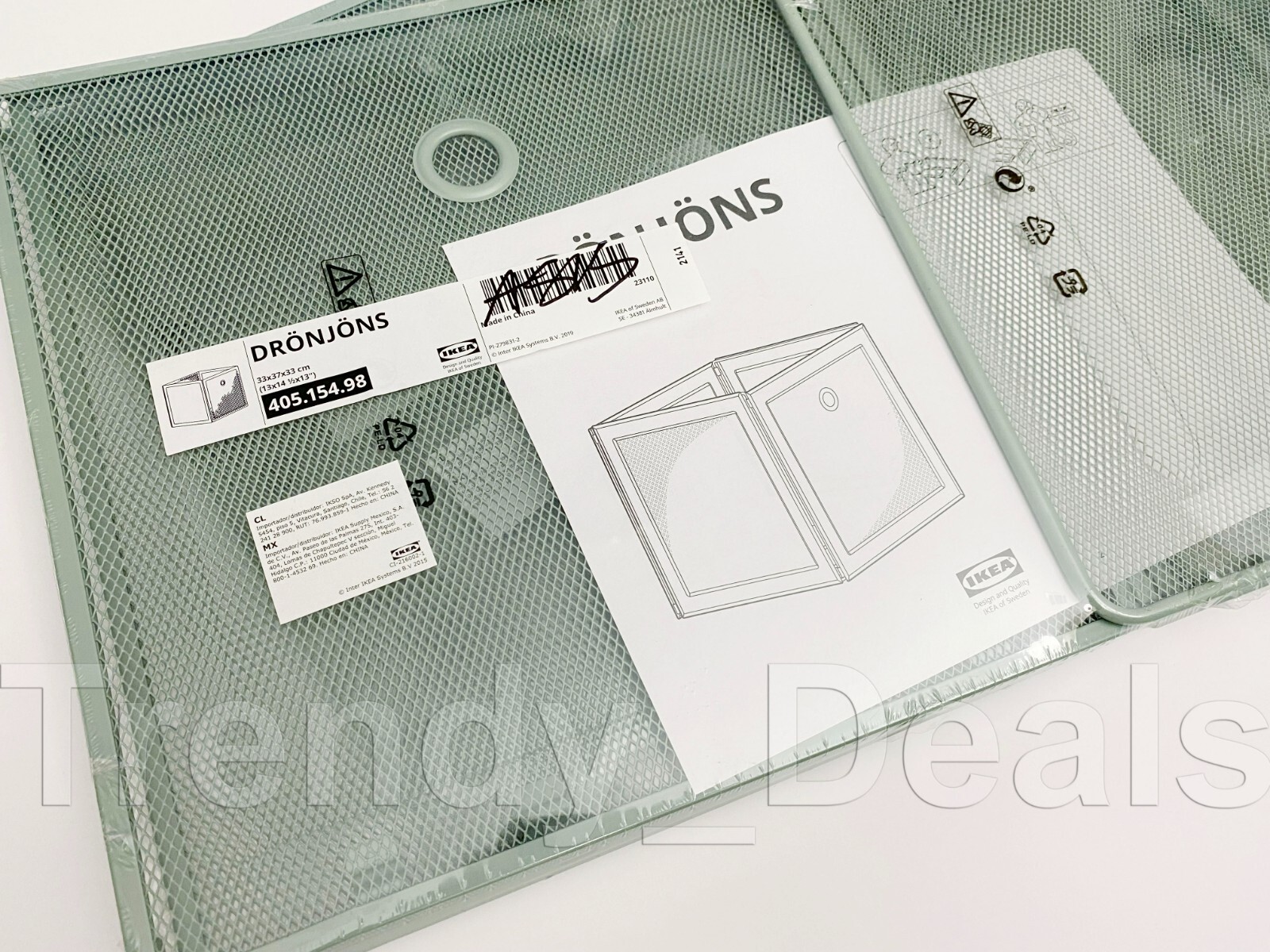 Ikea DRONJONS Storage Box, Durable Steel Mesh Light Green-Gray fits ...