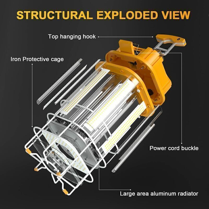Portable LED Temporary Work Light 80W Linkable Construction Jobsite ...