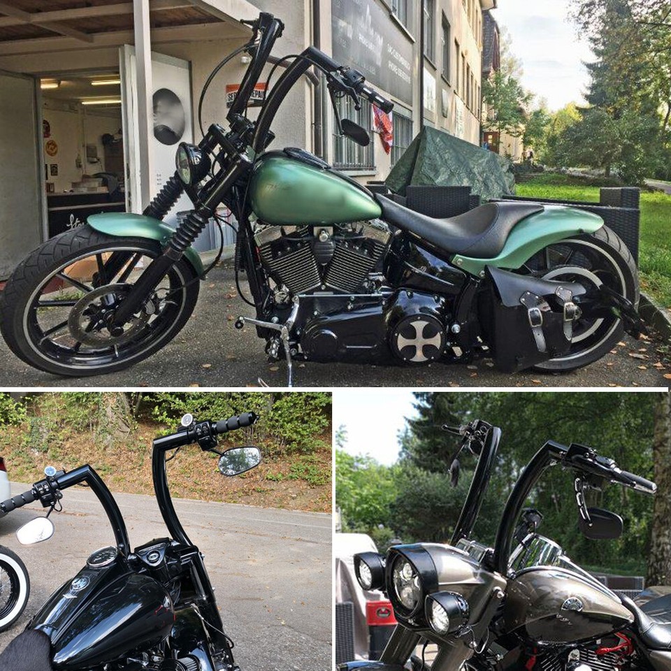 12" Rise 2'' Hanger Bar Handlebar Fit For Harley Breakout Road King ...