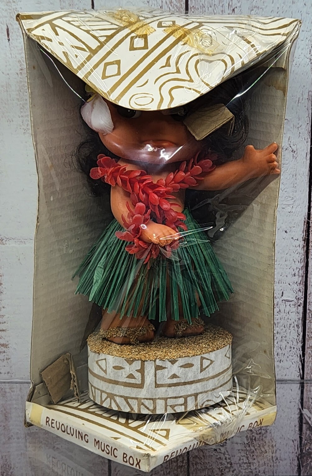 Lanakila Crafts 1960s Hawaiian Hula Girl PEKE Revolving Music Box Grass ...