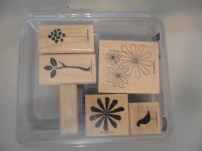 #58 Stampin' Up! SPRING SOLITUDE Set Of 6 rubber stamps-Flower, bird ...
