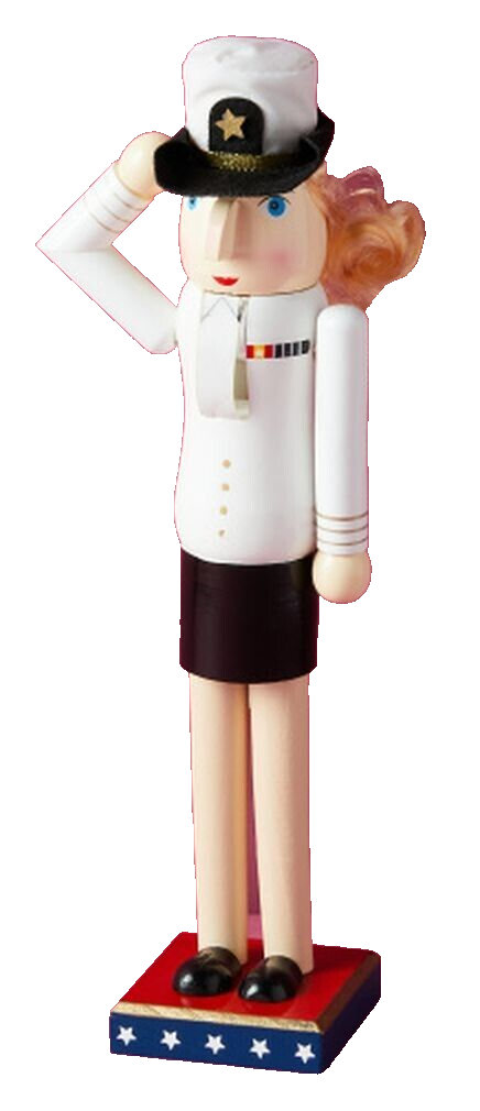 Wooden Christmas Nutcracker, 14", FEMALE NAVY SOLDIER IN UNIFORM GIVES ...