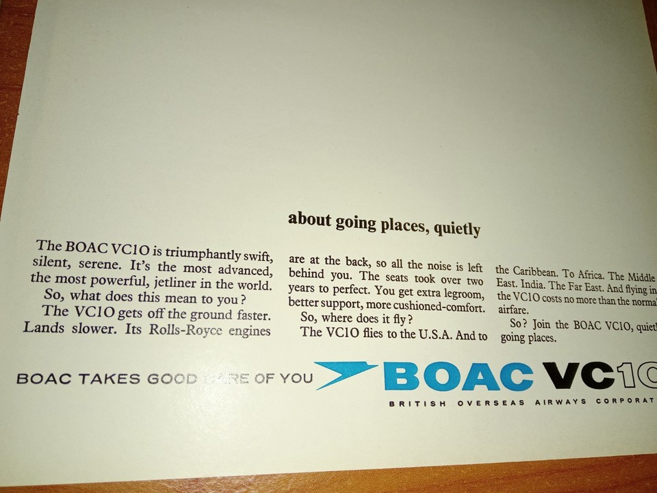 Airplane (Aeroplano) Boac VC10 (Pubblicità – Advertising) 1966 | eBay